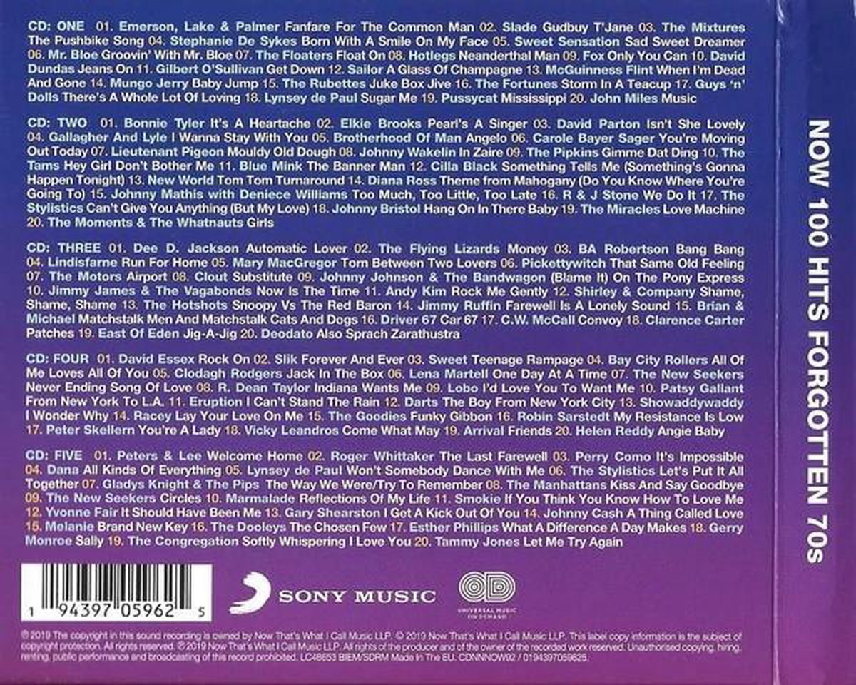 Now 100 Hits Forgotten 70s, various artists | CD (album) | Muziek | bol.com