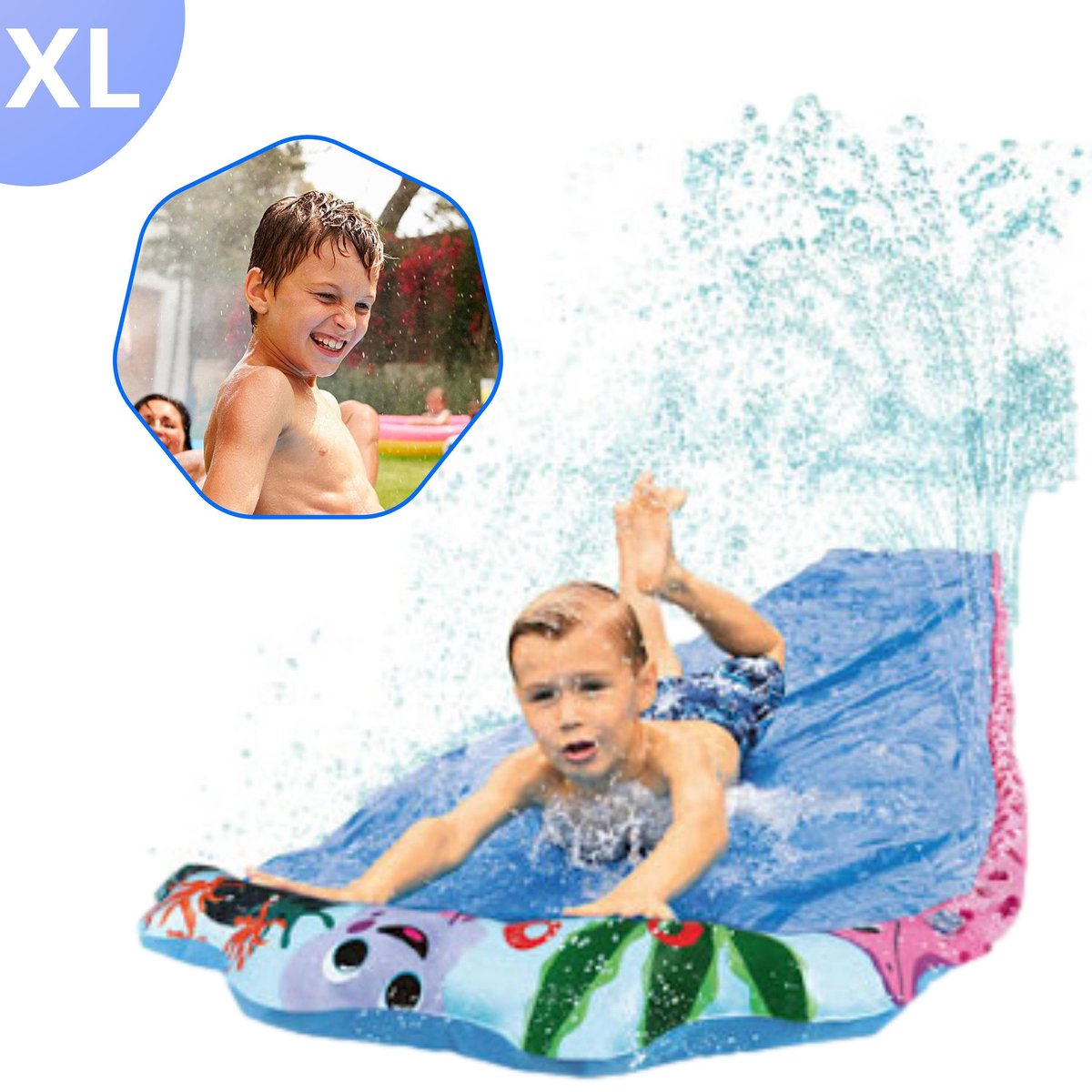 Buikschuifbaan met Sproeiers - Waterslide XL - Waterglijbaan ...
