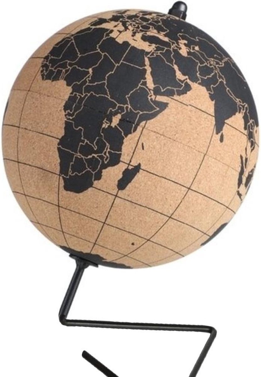 Wereldbol van kurk met metalen standaard - Diameter 15 cm - Kurkbol met ...