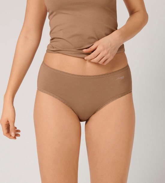 Sloggi dames Basic Midi GO organische slip 2-pack - Skin - XS - Beige | bol.com