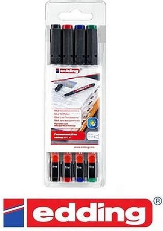 Edding - Permanent Pen - 141F - Set van 4 Assorti - 0.6 mm punt | bol.com