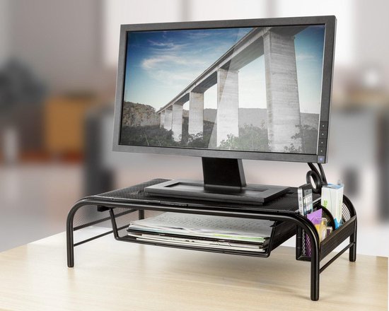 Rizq® IQ-Monitor Standaard incl. opbergvakken – Praktische Desktop ...