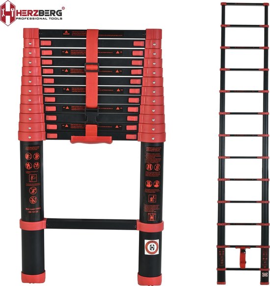 Herzberg: Telescoopladder 3,8m - 50cm Breed - Telescopische Ladder ...