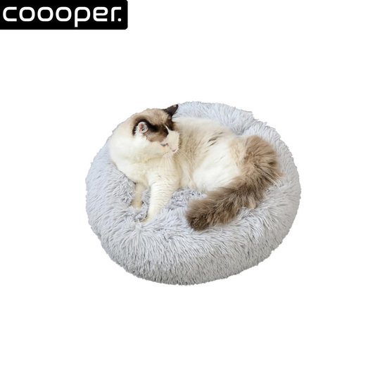 Coooper- Donut Kattenmand- Fluffy Kattenmand - 50 cm - S – Licht grijs ...