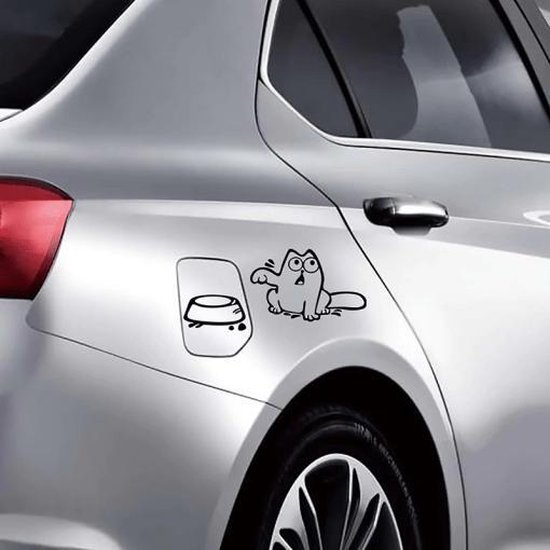 GoedeDoelen.Shop | Auto sticker Kat met voerbak zwart | Sticker voor ...