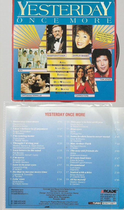 YESTERDAY ONCE MORE - Carpenters, Roger Whittaker, Tom Jones, Pat Boone ...