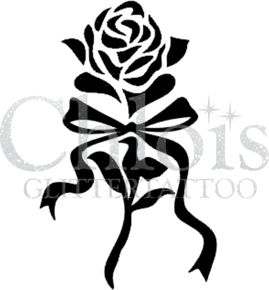 Chloïs Glittertattoo Sjabloon 5 Stuks - Rose with Bow - CH3020 - 5 ...