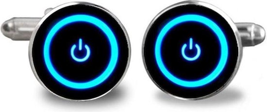 Power Knop Manchetknopen - Zilver Kleurig - Rond - Cufflinks ...