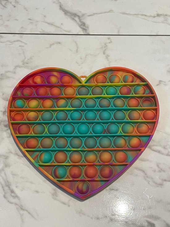 XXL Pop it - Hart vorm XXL pop it - Rood mix kleurige - Groot pop it ...