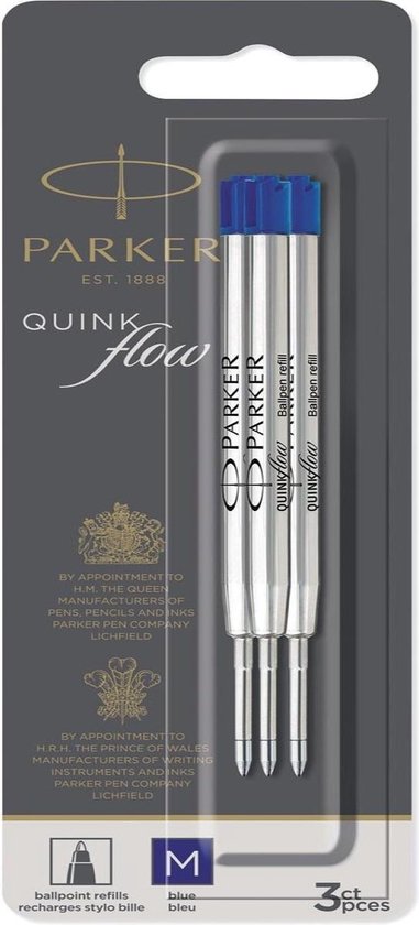 Parker-balpenvullingen | Medium punt | Blauwe QUINKflow-inkt | 3 stuks | bol.com