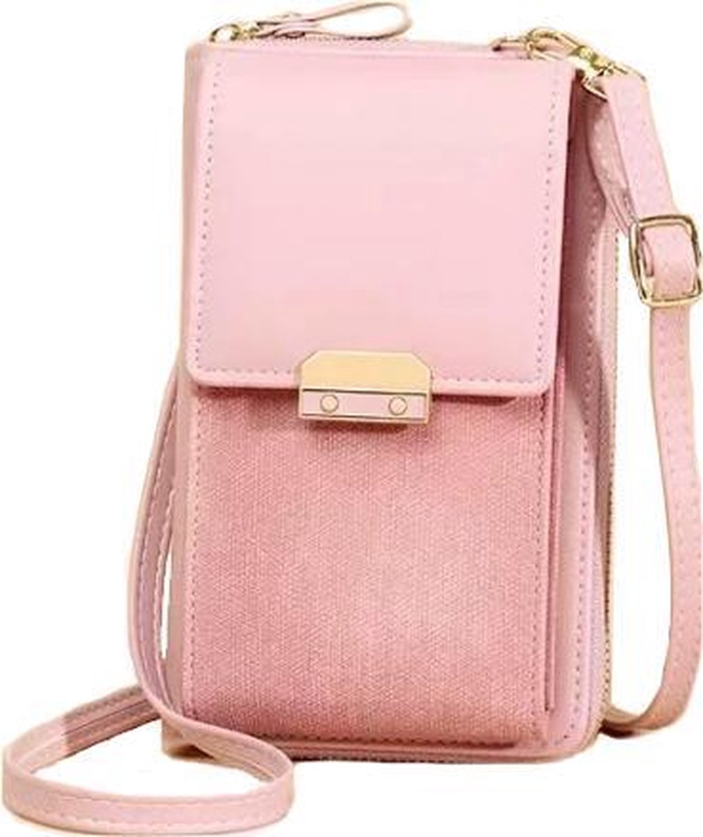 Smartphone Tasje - Lux Roze | Telefoon / Crossbody Tas | Kunstleer | 18 ...