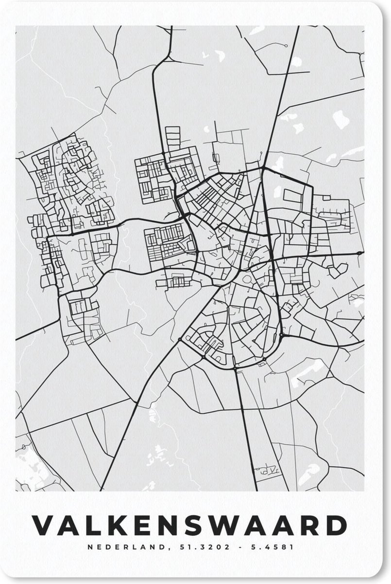 Stadskaart - Valkenswaard - Grijs - Wit - Plattegrond | bol.com