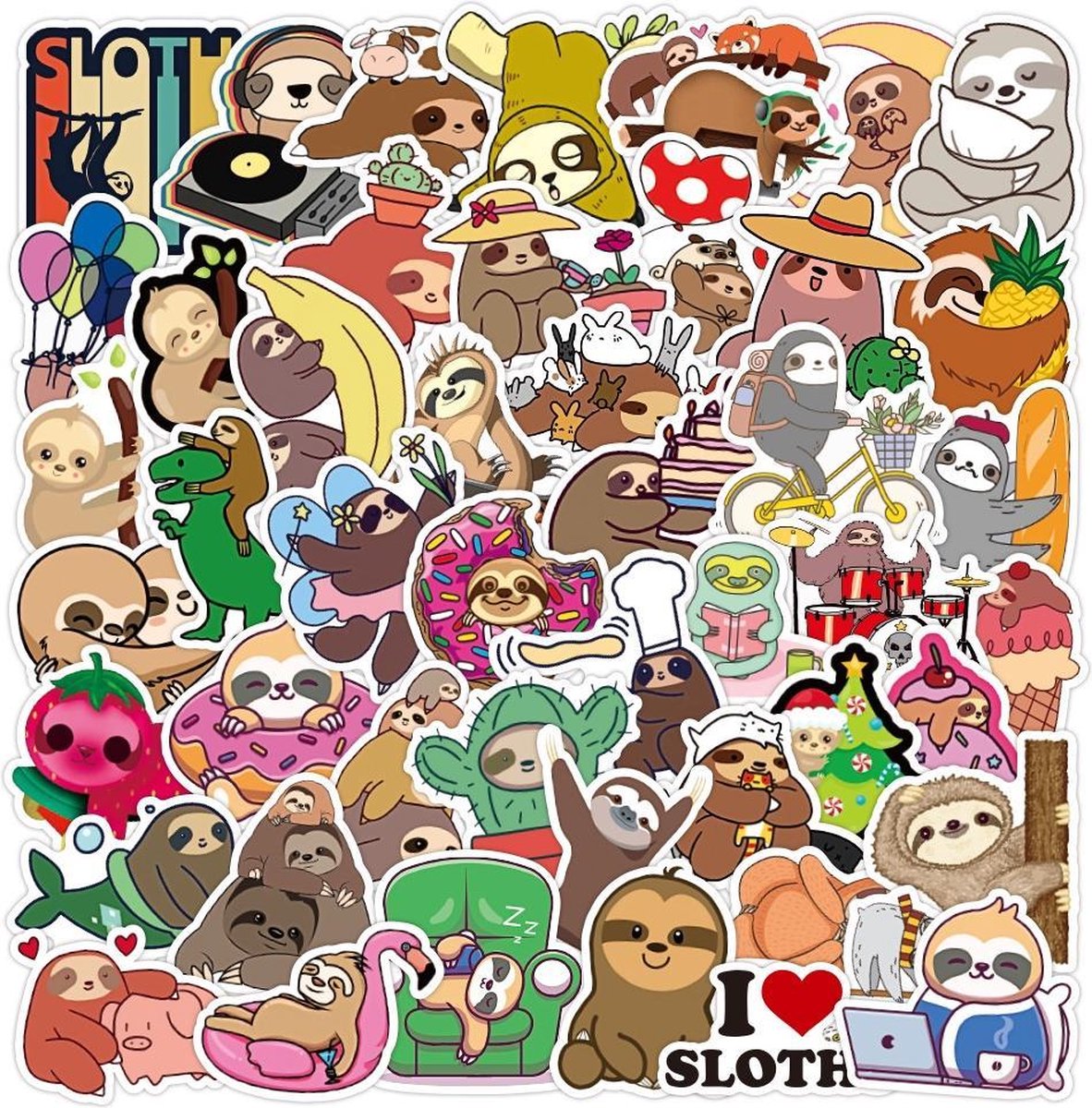 Winkrs | Luiaard Stickers - Schattige Stickers - Dieren Stickers - 50 ...