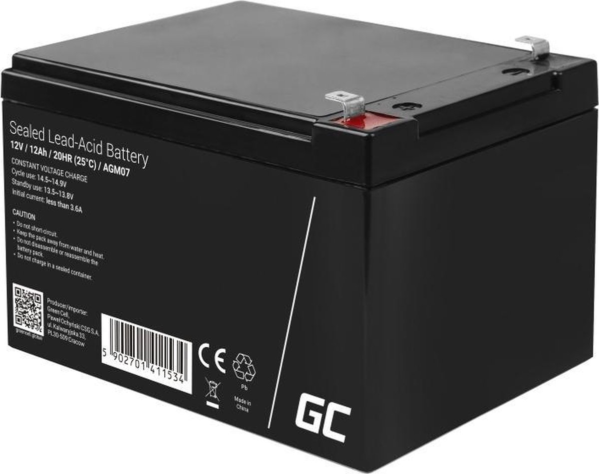 bol.com | Green Cell 12V 12Ah (6.3mm) 12000mAh VRLA AGM accu