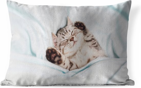 Buitenkussens - Tuin - Slapend katje - 50x30 cm | bol