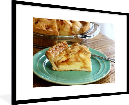 Fotolijst incl. Poster - Plak van vers gebakken appeltaart op een bord ...