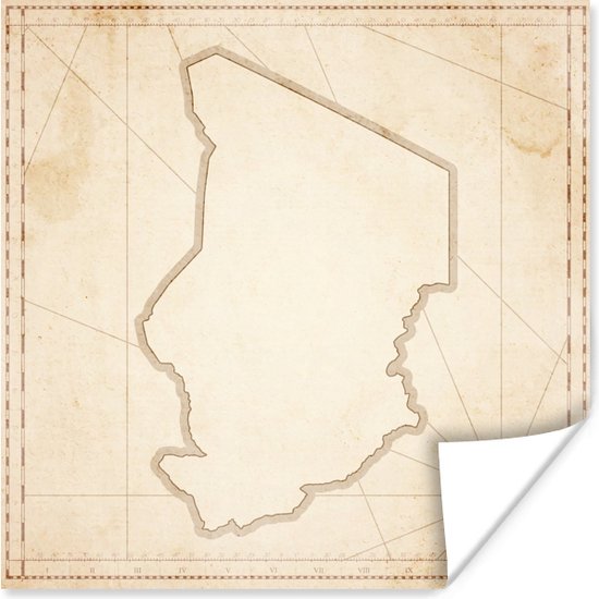 Une illustration d'une ancienne carte du Tchad poster 75x75 cm - Tirage ...