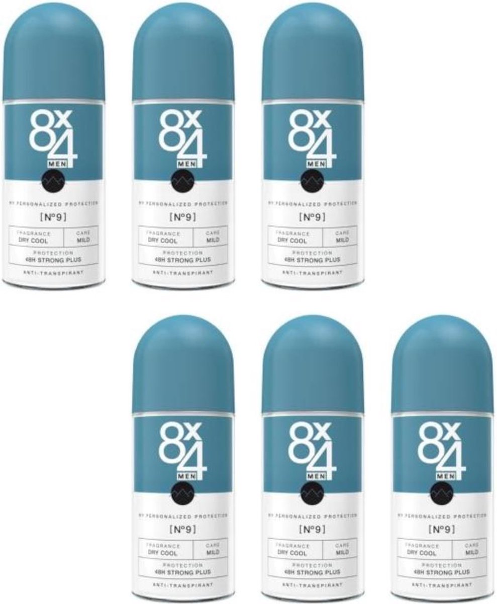8x4 Men Deodorant Roller No. 9 Dry Cool - Voordeelverpakking 6 x 50 ml | bol.com