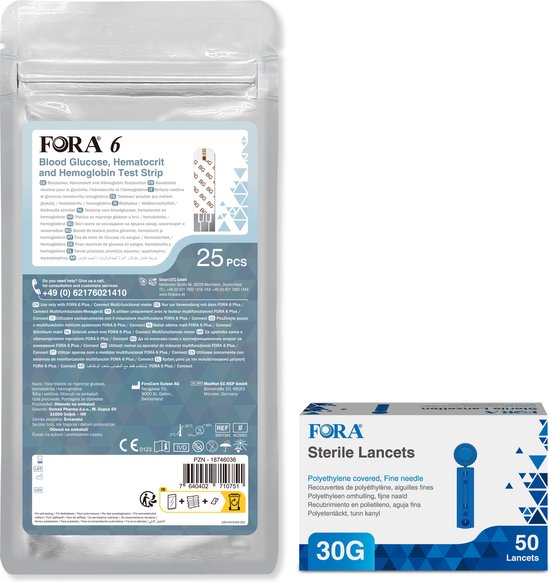 FORA 6 3-in-1 teststrips + FORA lancetten 30G (Combo Product) | bol
