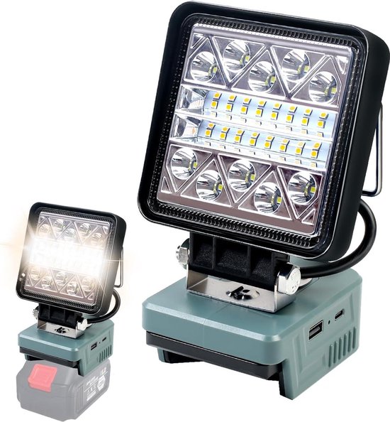 Acculamp Makita 18 V draadloze led-werklamp - oplaadbaar type C en USB ...