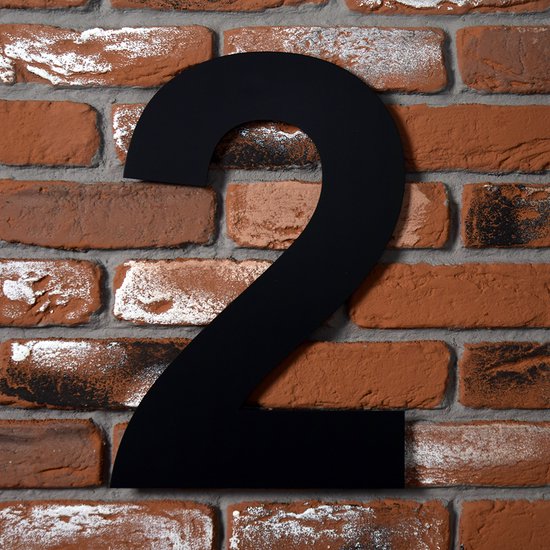 Promessa-Design - Huisnummer 2 Zwart RVS Arial - Groot 50 cm - Dik 2 mm ...