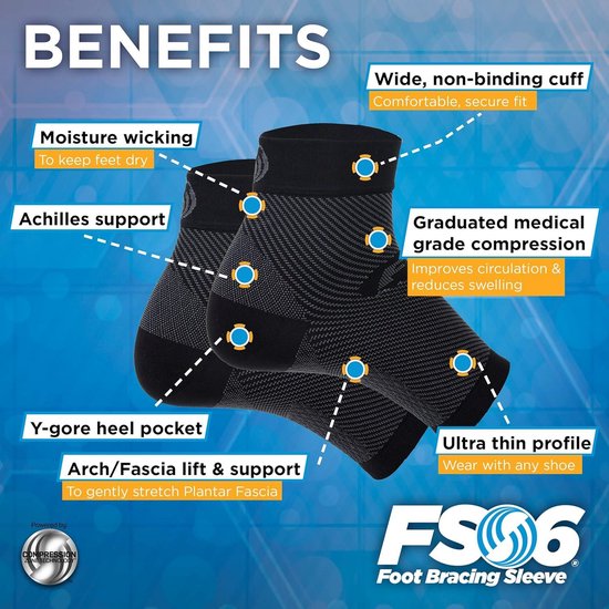FS6 Foot Cover - 6 Zone Compression Technology for Plantar Fasciitis ...