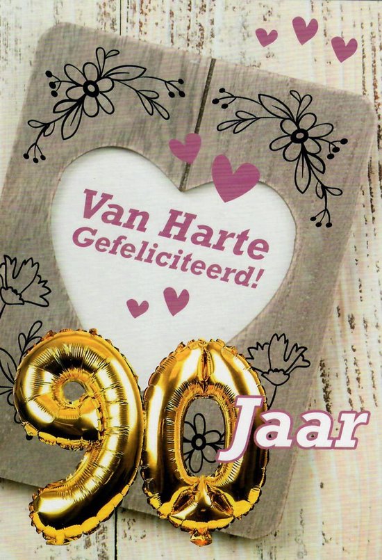 Wenskaart | 10 stuks | Van harte gefeliciteerd! 90 jaar | bol