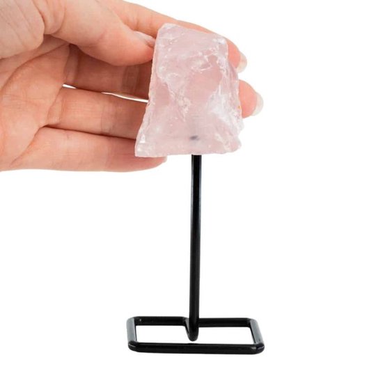 Ruwe Edelsteen Rozenkwarts op Metalen Standaard voor Liefde (12 cm) | bol