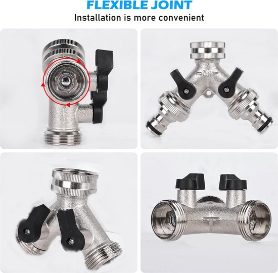 Dubbele wasmachine, 2-weg Y-verdeler 3/4 inch, adapter van messing met 2... | bol