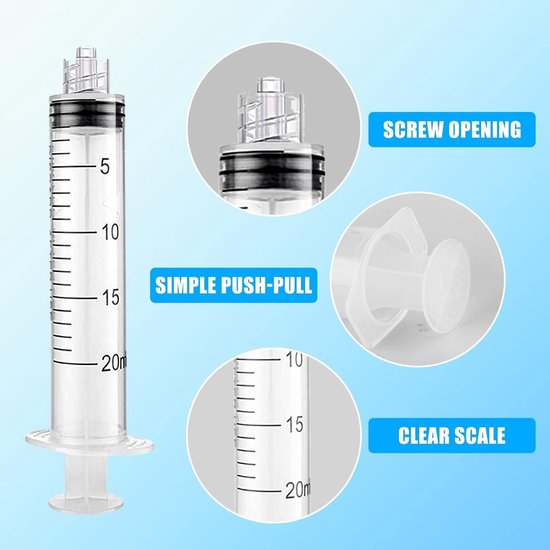 Luer Lock Spuit van 20 ml, afzonderlijk steriel verzegelde kunststof ...