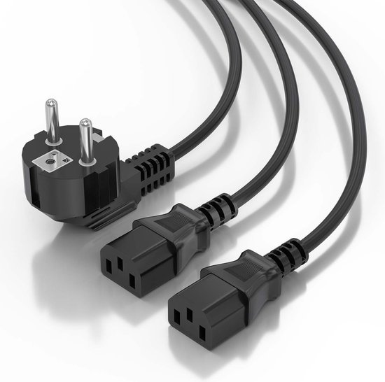 AISENS A132-0864 electriciteitssnoer Zwart 3 m CEE7/7 2 x C13 stekker | bol