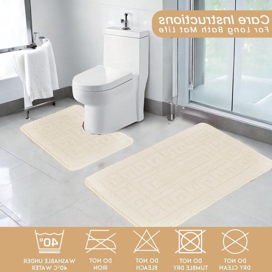 Badmat - Mat voor in de Badkamer Anti-slip Griekse Stijl Set van 2 ...
