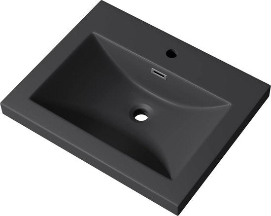 Inbouwwastafel mineraal gegoten mat antraciet rechthoekig 1 dashgat ...
