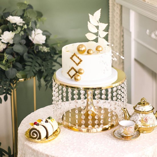 20cm Tall Gold Cake Stand - 12 Inch Diameter Round Base Cake Serving ...