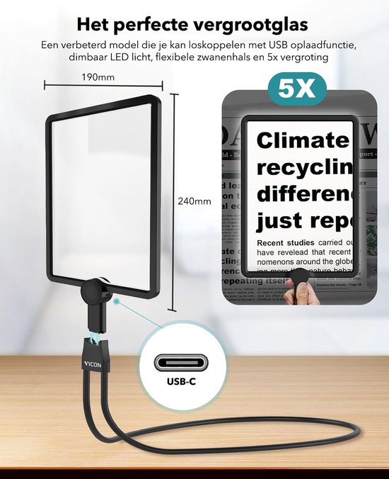 Vicon Vergrootglas Pro met LED Verlichting - Verbeterd model - 5x ...
