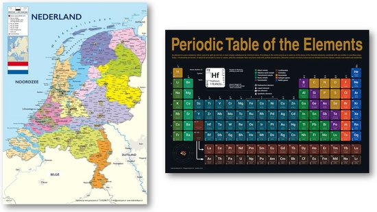 Nederland kaart poster en Scheikunde poster - Twee educatieve posters ...