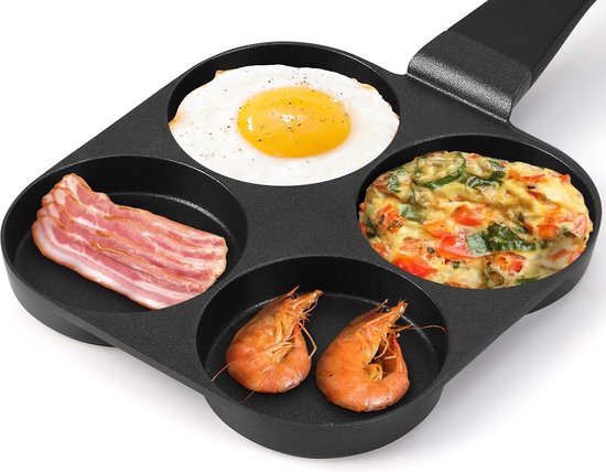 Gebakken ei-pan, pannenkoekenpan - 4 vakjes omelet Pan-Koekenpan ...