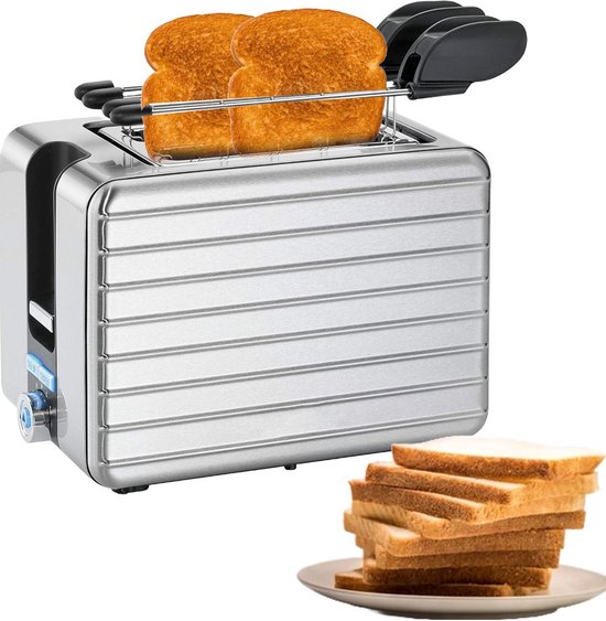 Broodrooster met Tostiklemmen - Toaster - Broodroosters - Zilver | bol