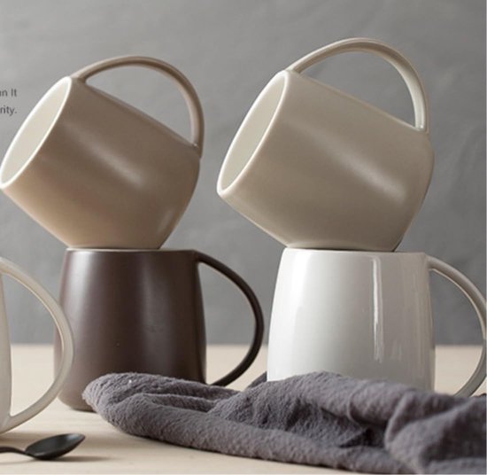 Sophia mok - beige - keramiek - 4 stuks - 400ml - rustiek - vintage ...