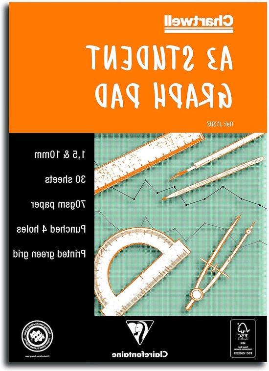 Schriften a4 ruitjes 10mm Graph Pad 30 vellen A3 420 x 297 mm 1 5 & 10 ...