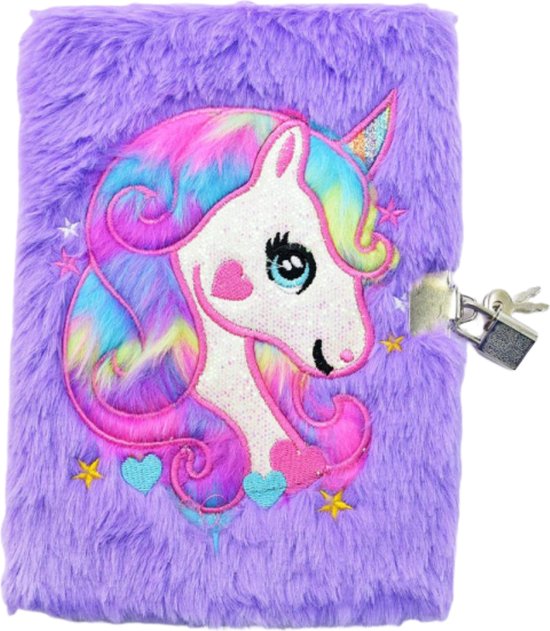 Unicorn Dagboek Met Slot - Kinderdagboek Met Slotje - Pluizig Dagboek ...