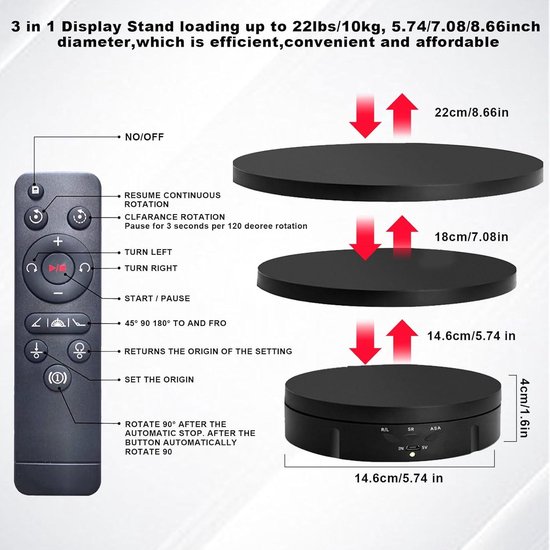 Elektrisch draaiplateau oplaadbaar - 360 graden draaibaar - display standaard voor... | bol