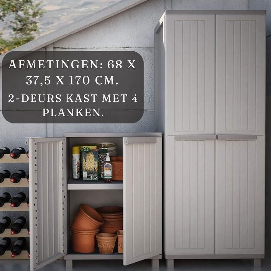Tuinkast - Tuinkast met hout look - Tuinkasten Voor Buiten - 68 x 38 x ...