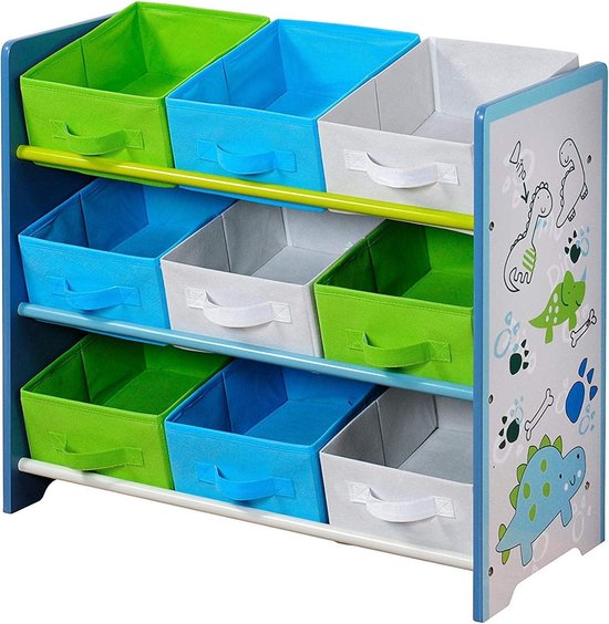 Houten opbergrek blauw - 66 x 30 x 595 cm - Opbergrekken voor ...