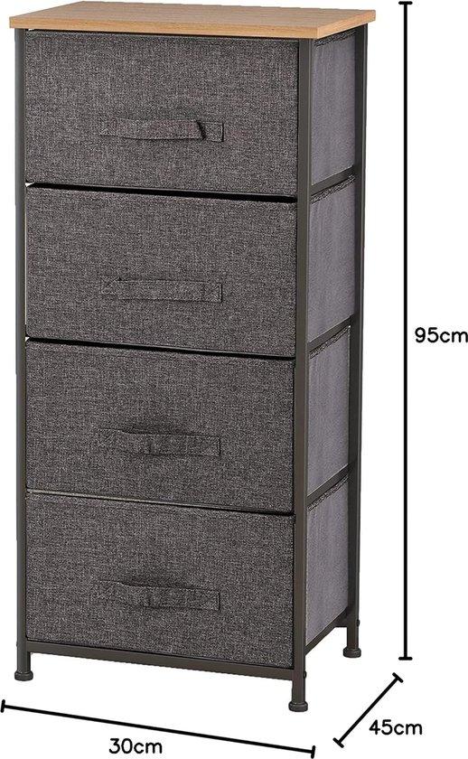 Commode kast met 4 laden kasten van stof metaal bijzettafel organizer ...