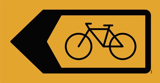 Pictogram/ bord | Omleiding fietsen (pijl links) | 40 x 20 cm | Oranje ...