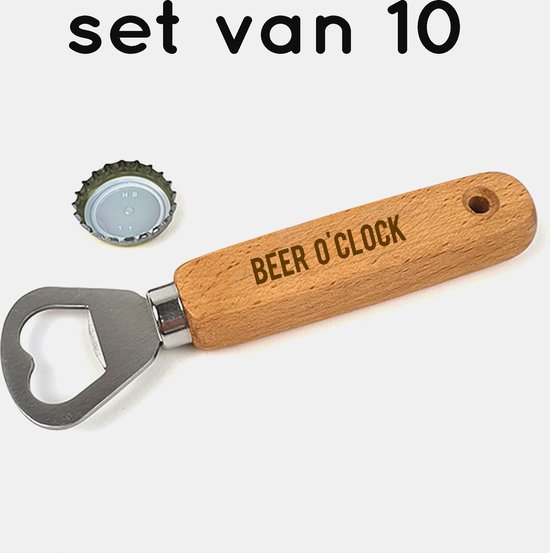 Flesopener - SET van 10 - Hout en STEVIG - Bieropener - Houten ...