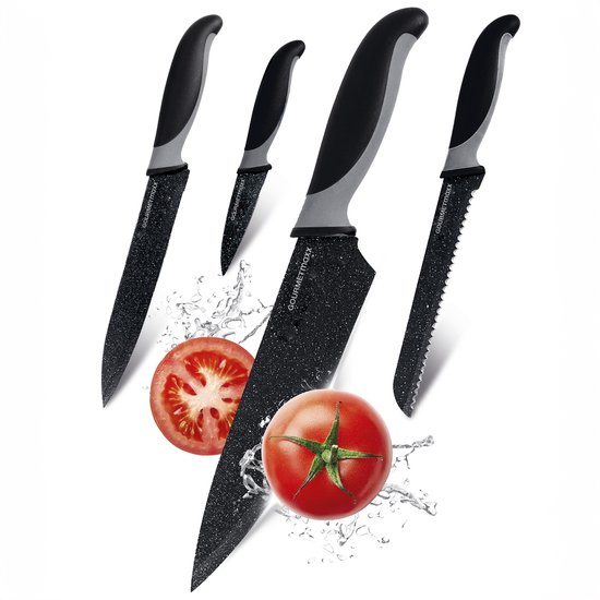 GOURMETmaxx messenset - set van 4 - zwart/grijs | bol