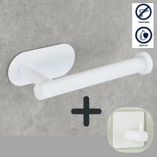 Finity Shop - Wit - WC Rolhouder en Haakje - Toiletrolhouder en Haakje ...