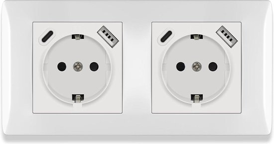 Inbouw Stopcontact Met Snelkoppeling En USB Type C Aansluiting - 16Amp ...